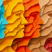 Abstract, face shape or creative design in the style of paper for ...