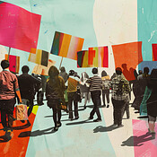 People, collage and creative art made of paper for human rights ...
