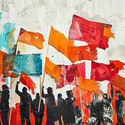 People, collage and creative art made of paper for human rights ...