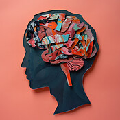 Brain, collage art and creative artwork made of paper neurodivergent ...