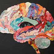 Brain, collage art and creative artwork made of paper neurodivergent ...