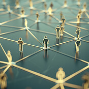 Human, connection and link with community for communication, social ...