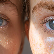 Vision, blue eyes and portrait of women with optometry for closeup of ...