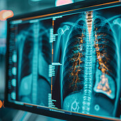 Ai, healthcare or screen for digital Xray of lungs at hospital for ...