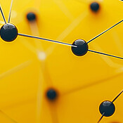 Abstract, molecule and wallpaper with network, model and connection for ...