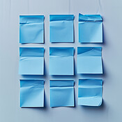 Sticky notes, board and ideas for creativity with isolated for planning ...