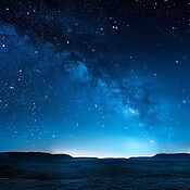 Landscape, night sky and stars in space with dark background for ...