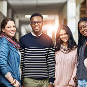 Enjoying campus life together | Buy Stock Photo on PeopleImages ...