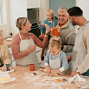 Family, kids and learning cooking skills for nutrition with parents in ...