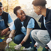 Enivronment, group and volunteer on earth day, teamwork and ecology ...