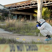 Crime scene, people and photography outdoor for forensics, evidence and ...
