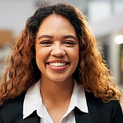 Woman, portrait and professional manager in hotel, customer service and ...