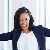 Happy, portrait and business woman with thumbs up at office for good ...