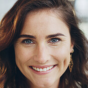Happy, business and woman with makeup for portrait as secretary ...