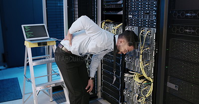 Improper bending, painful back | Buy Stock Photo on PeopleImages ...