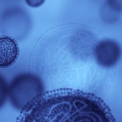 Bacteria, microscope virus and zoom of particles moving slowly in ...