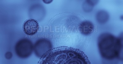 Virus, rna and bacteria molecules in a scientific microscope to do ...