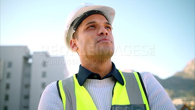 Contractor, building engineer and construction worker thinking ...