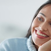 Happy woman thinking, ideas and inspiration for hope, mindset goals and ...