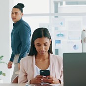 Office business couple love affair kiss with HR employee violation risk ...