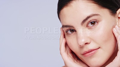 Skincare, woman portrait and skin health mockup of a model with ...