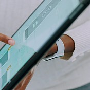 Developer hands, tablet and app design on screen for software ...