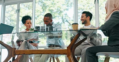 Business meeting, conference room and office teamwork of a project ...