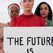 Protest poster, serious and women together for gender equality, women ...