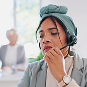 Call center, woman and frustrated with client, angry and stress with ...