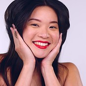 Asian, woman or face in studio for beauty, makeup or skincare cosmetics ...