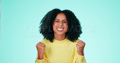 Wow, success and excited of black woman celebrating winning deal and ...