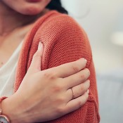 Feeling, injury and hand of a woman with arm pain from an accident ...