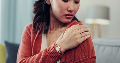 Feeling, injury and hand of a woman with arm pain from an accident ...
