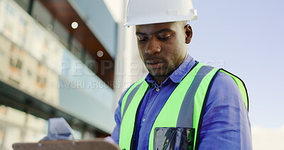 Checklist of black man, construction worker or engineering contractor ...