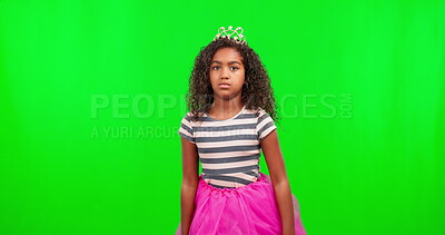 Children, wand and a girl on a green screen background in studio as a ...