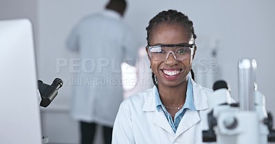 Black man scientist, laboratory microscope and shoulder pain of a ...