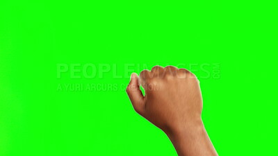 Green screen, closeup and fist with protest, hand and equality against ...