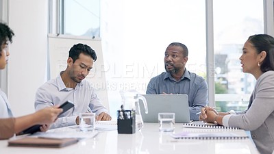 Business leader, meeting discussion and black man giving development ...