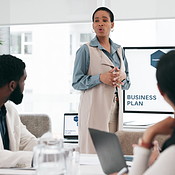 Business, collaboration and boardroom with a management team in a ...