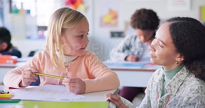 Education, answer and students and boy in classroom for learning ...