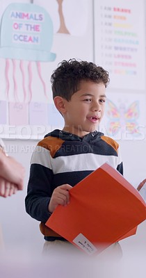 Education, answer and students and boy in classroom for learning ...