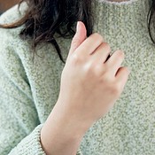 Closeup, touching hair and woman with anxiety, nervous and depression ...