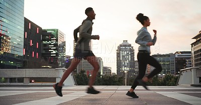 Fitness friends, squats and exercise outdoor, support and wellness ...