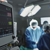 ECG, screen and machine for cardiology in surgery, operation theater or ...