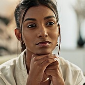 Thinking, woman and dream, future and life with solution, planning with ...