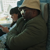 Bus, sleeping and people in city for travel, commute and journey on ...