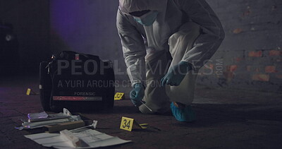 Forensic, csi and swab for dna at crime scene for medical investigation ...