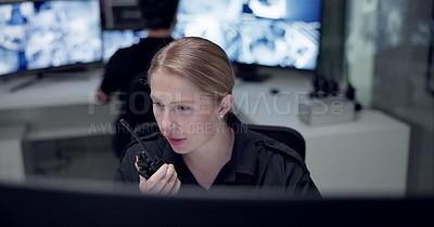 Security guard, computer screen and cctv surveillance on monitor for ...