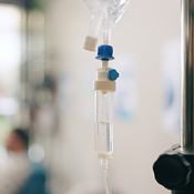 Hospital, health and closeup of IV drip for medicine, infusion and ...