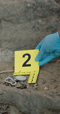 Number, hand and evidence on crime scene for investigation, accident ...